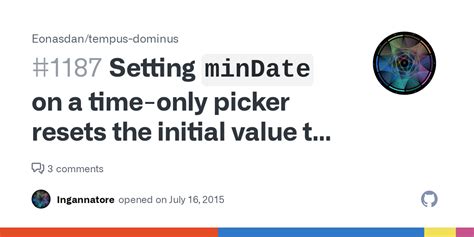 Setting `mindate` On A Time Only Picker Resets The Initial Value To The Minimum Date Value
