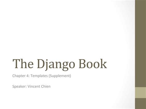 The Django Book Chapter 4 Templates Supplement Ppt