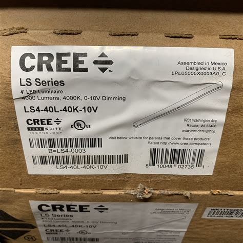 Set Of 4 Cree Ls4 40l 40k 10v Led Linear Luminaire 44w 90 Lm 4000