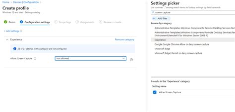 Intune Baseline Policies Screen Capture Is Block Microsoft Qanda