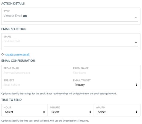 workflow actions marketing email virtuous