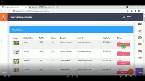 Campus Social Network Php Mysql Student Projects Live