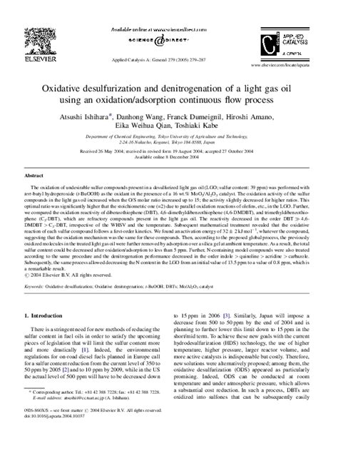 Pdf Oxidative Desulfurization And Denitrogenation Of A Light Gas Oil