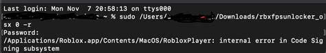 Internal Error In Code Signing Subsystem · Issue 137 · Lanylowrbxfpsunlocker Osx · Github