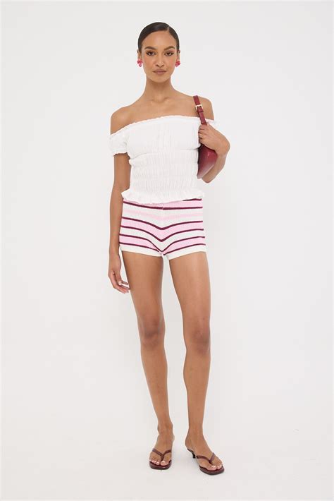 Perfect Stranger Merlo Crochet Mini Short Pink Stripe Universal Store