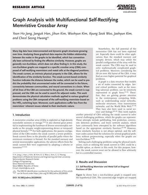 Graph Analysis With MultiFunctional SelfRectifying Memristive