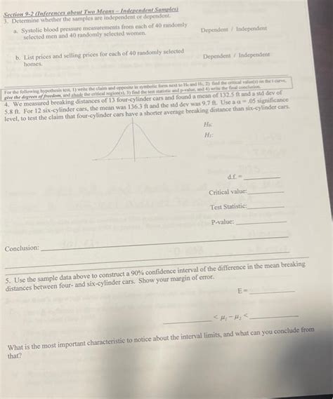 solved section 9 2 inferences about two means