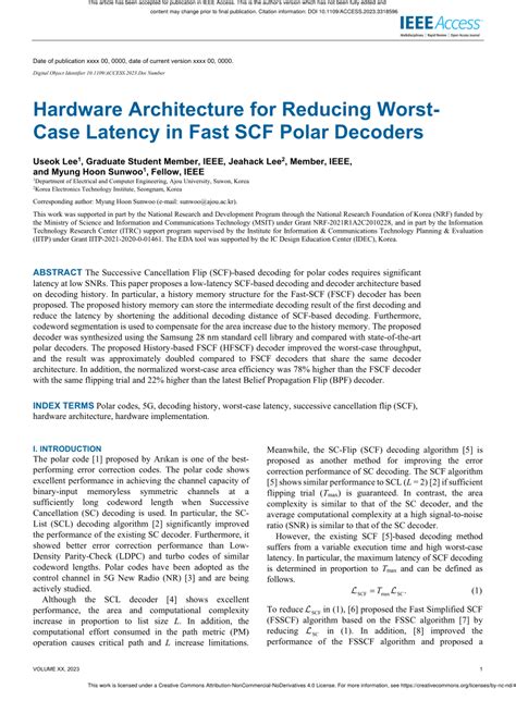 Pdf Hardware Architecture For Reducing Worst Case Latency In Fast Scf