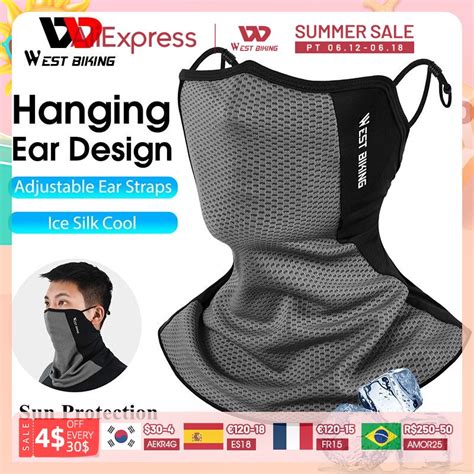 West Biking 통기성 여름 사이클링 모자 아이스 실크 자외선 차단 야외 스포츠 러닝 스카프 방진 남녀공용 자전거