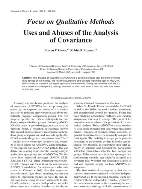 Analysis Of Covariance Ii Pdf Analysis Of Covariance Dependent And Independent Variables