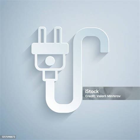 종이 는 회색 배경에 격리 된 전기 플러그 아이콘을 잘라 전기의 연결 및 단절의 개념 종이 아트 스타일 벡터 3차원 형태에 대한 스톡 벡터 아트 및 기타 이미지 Istock