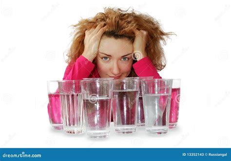 Eight Glasses Of Water Stock Image Image Of Thinking 13352143