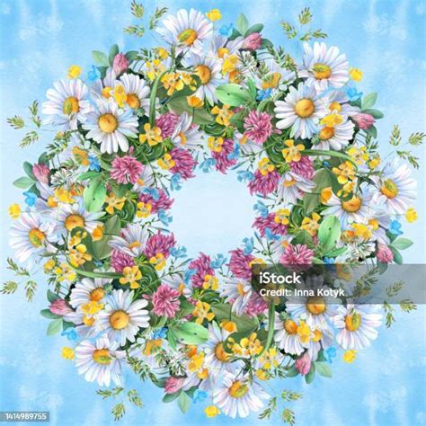 원활한 패턴 야생화와 허브 카모마일 꽃 장식용 구성 수채화 그림 장식 구성 인쇄물 표지판 물체 사이트 지도를 사용하십시오 0명에