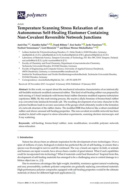 Pdf Temperature Scanning Stress Relaxation Of An Autonomous Self
