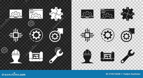 Set Laptop And Gear Browser Setting Gear Worker Safety Helmet House