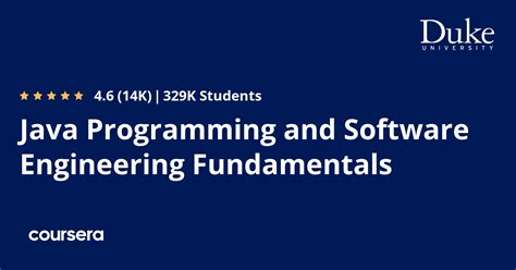 Java Programming And Software Engineering Fundamentals Coursera