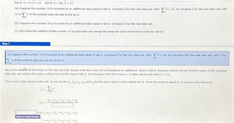 Solved Step Set A N X Set B N X A Chegg Com