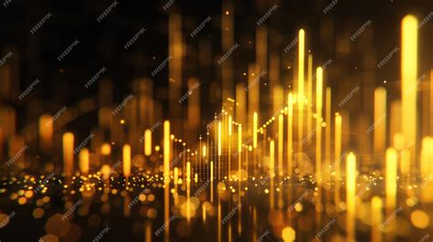 A Stock Market Bar Chart With Gold Colors And Growth Indicators