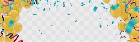 삼각형 파티 플래그 색종이 와 종이 스트리머 와 화려한 풍선 황금 색상 텍스트에 대 한 장소 디자인 공휴일에 대한 스톡 벡터