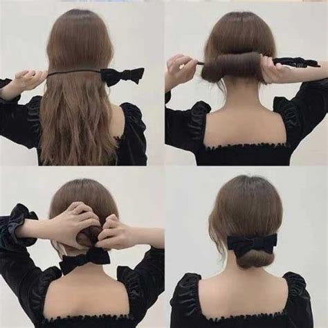 에르마데스토어 벨벳 리본 당고 똥머리 밴드 올림 머리끈