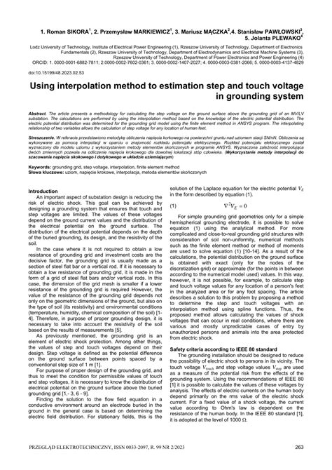 Pdf Using Interpolation Method To Estimation Step And Touch Voltage