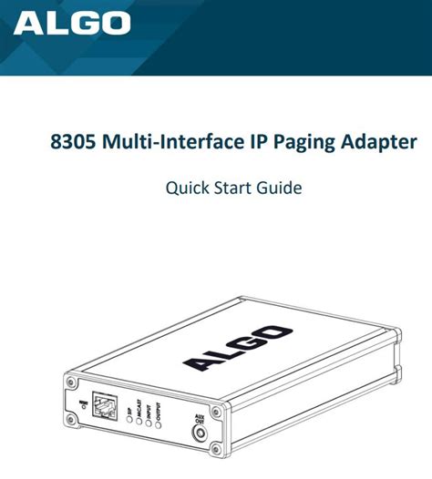 Algo 8305 Multi Interface Ip Paging Adapter User Guide