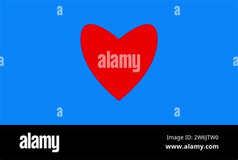 Animated Video Pulsating And Beating Red Heart On Blue Background Pulsation And Contraction Of