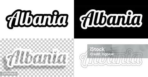 알바니아 디자인을 위한 텍스트 빈 흰색 및 검은색 배경 라인 텍스트 3차원 형태에 대한 스톡 벡터 아트 및 기타 이미지 3차원 형태 검은색 검정색 배경 Istock