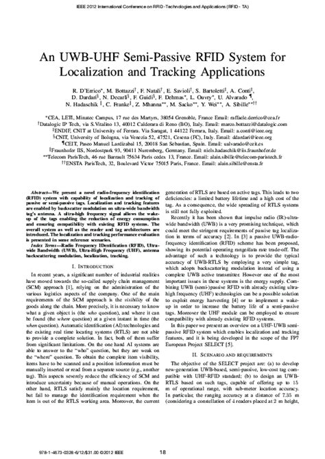 Pdf An Uwb Uhf Semi Passive Rfid System For Localization And Tracking Applications