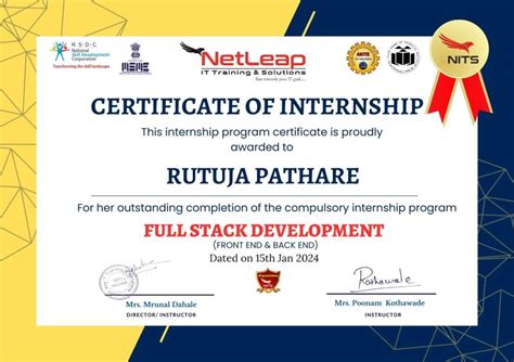 Rutuja Pathare On Linkedin Fullstackdeveloper Internship Netleap