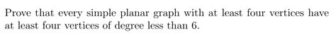 Solved Prove That Every Simple Planar Graph With At Least