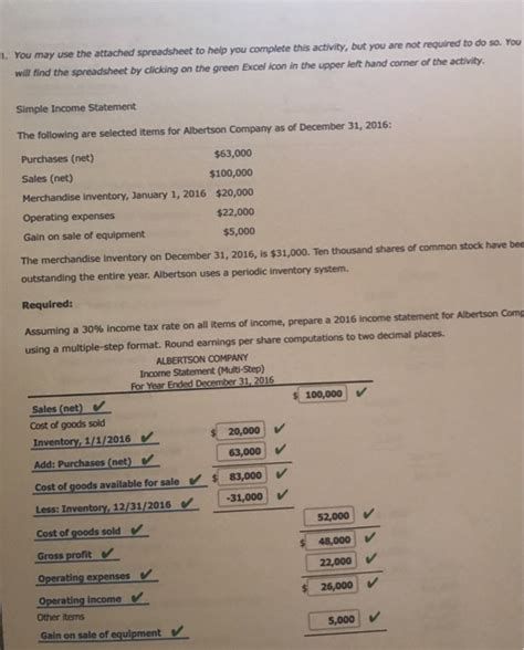 Solved L You May Use The Attached Spreadsheet To Help You
