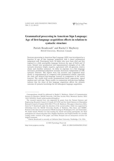Pdf Grammatical Processing In American Sign Language Age Of First Dokumentips