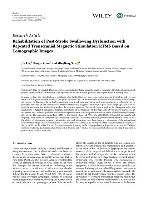 Pdf Rehabilitation Of Post Stroke Swallowing Dysfunction With Repeated Transcranial Magnetic