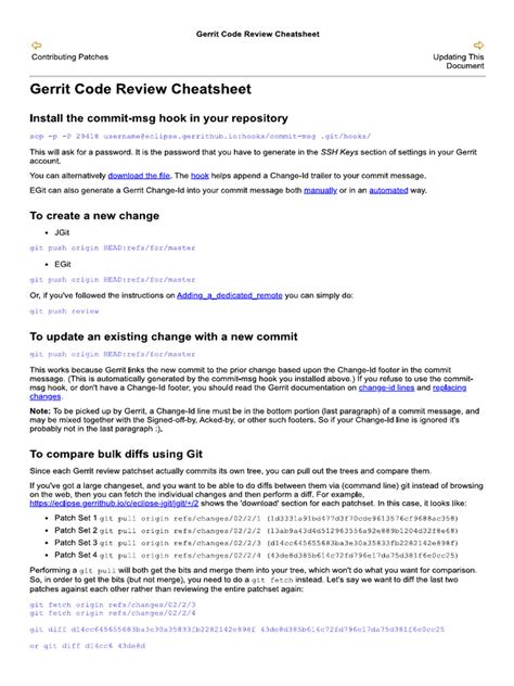 Gerrit Code Review Cheatsheet Pdf