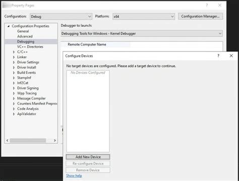 C Kernel Debugger Adding Target Device Yields Error While Receiving Data From Remote