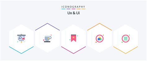 Ux And Ui 25 Flat Icon Pack Including Menu List Bookmark Paint Rgb 16253296 Vector Art At