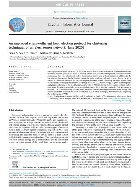 Pdf An Improved Energy Efficient Head Election Protocol For Clustering Techniques Of Wireless