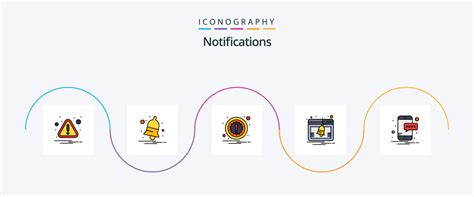 Notifications Line Filled Flat 5 Icon Pack Including Notification Mobile Alert Notification