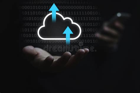 Man Use Laptop With Cloud Computing Diagram Show On Hand Cloud Technology Data Storage Stock