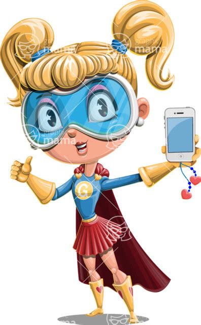 Cute Cartoon Girl Superhero Character Set Iphone Graphicmama