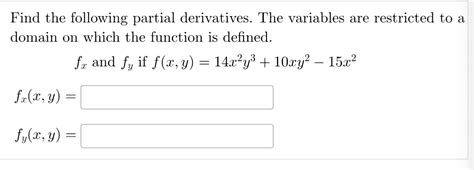 Solved Find The Following Partial Derivatives The Variables Chegg