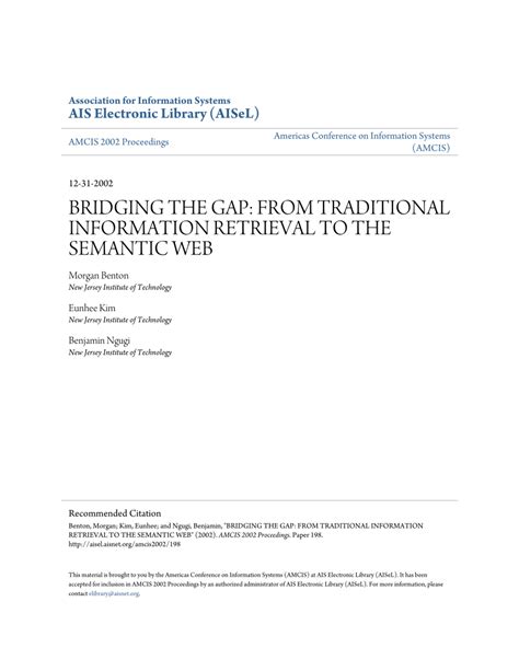 Pdf Bridging The Gap From Traditional Information Retrieval To The Semantic Web