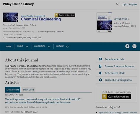 Asia Pac J Chem Eng影响因子，是几区，是不是预警期刊 知乎