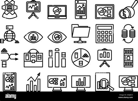 Analytics Icon Set Editable Bold Outline Design Vector Illustration Stock Vector Image And Art