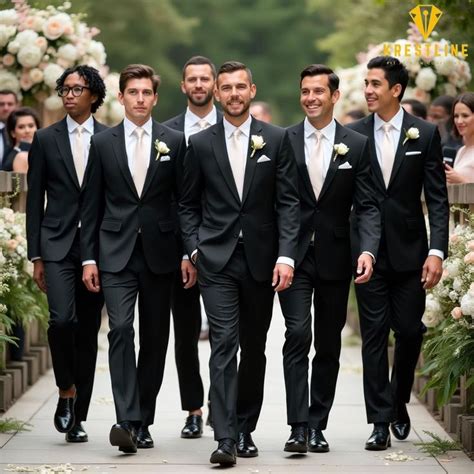 Elegant Black Groomsmen Suit Set 5 Matching Wedding Suits For A