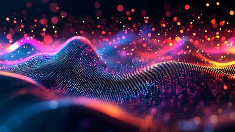 Vibrant Holographic Waves Of Data Visualization Illuminating The