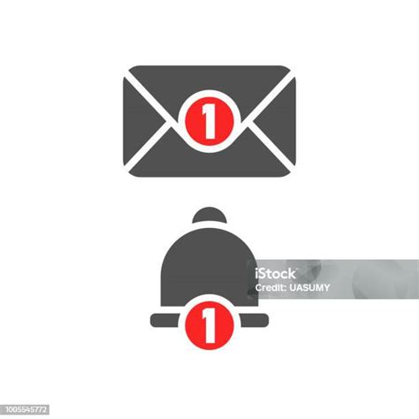 받은 편지함 새로운 메시지 및 알림 벨 아이콘입니다 회색 색상 개체입니다 하나의 새로운 들어오는 보고서 봉투 빨간색 동그라미와 흰색 숫자 기호 및 미리 알림 이벤트 스마트폰