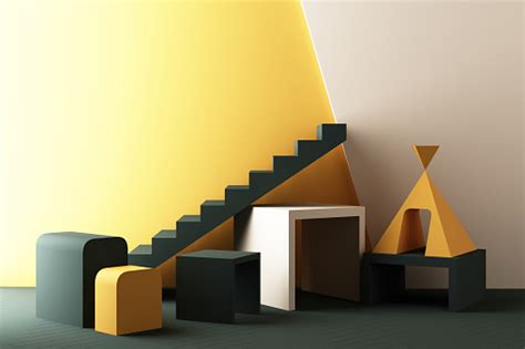 녹색과 노란색의 그늘에서 직사광선과 최소한의 추상 기하학적 배경 제품 프레젠테이션 3d 렌더링을 위한 빈 연단으로 장면을 선보입니다 0명에 대한 스톡 사진 및 기타 이미지