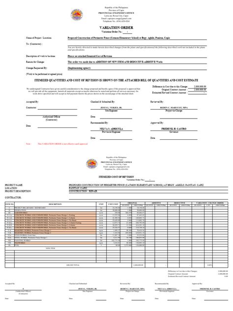 Variation Order Form Pdf Length Area